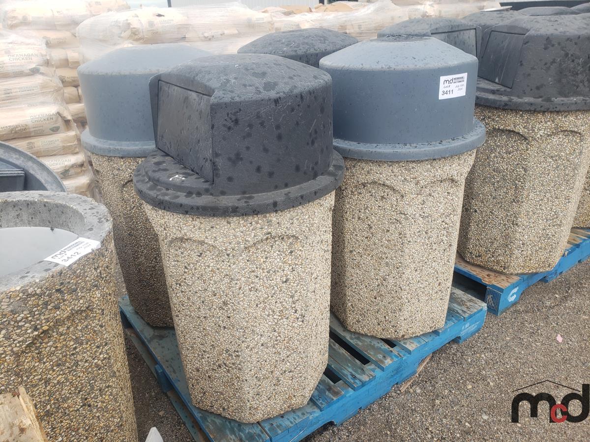 Pallet of Stone Garbage Cans (Approx. 4)
