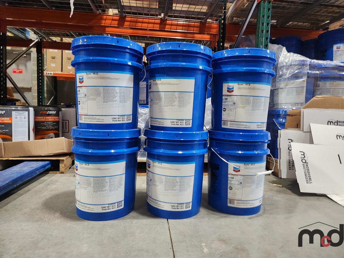 (6) Bucket of Chevron Rando HD 32 Hydraulic Oil