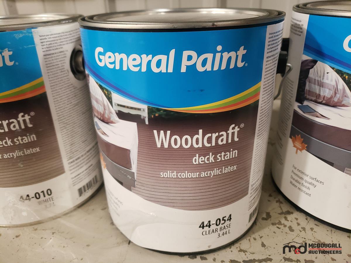(4) Cans of General Paint Woodcraft Solid Colour Acrylic Deck Stain ...