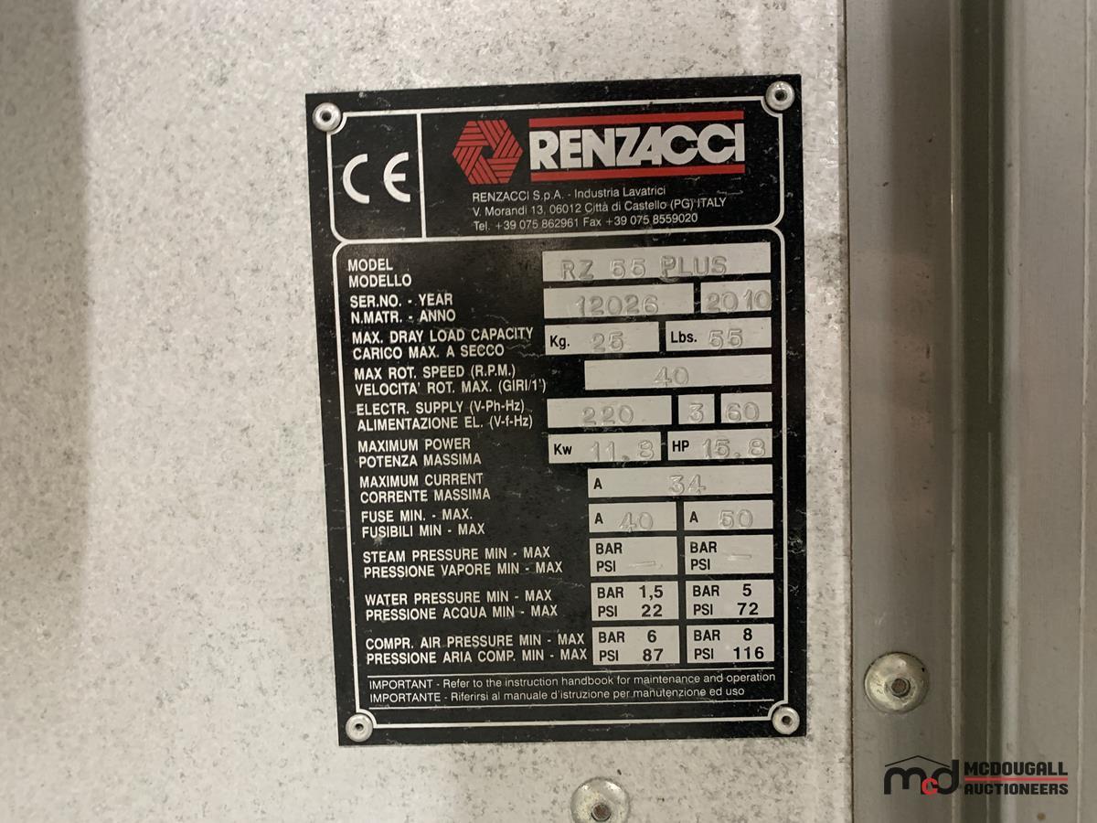 2010 Renzacci Commercial 3-Phase Dryer (Model RZ 55 Plus)