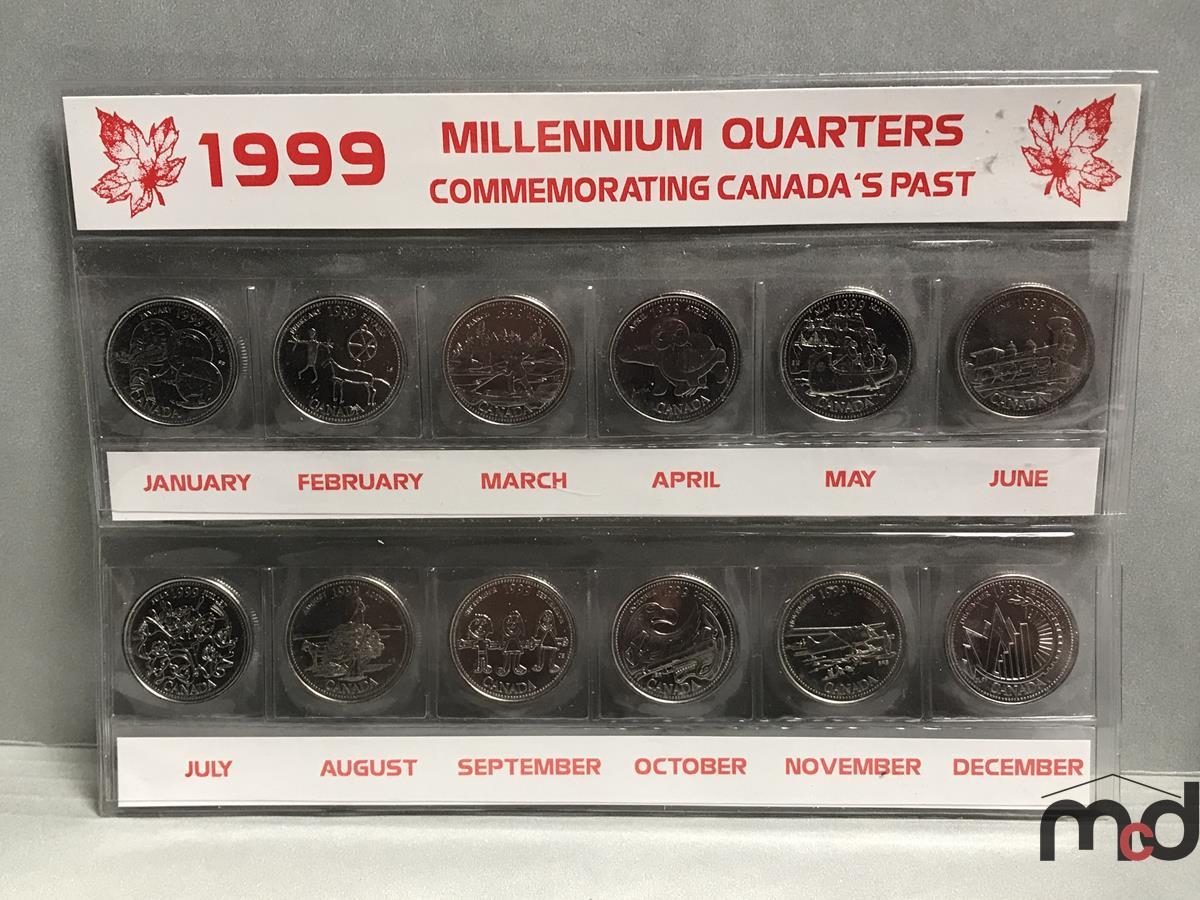 Canada 1999 & 2000 (12) 25 Cent Coin Sets in Folders & 2000 Millenium ...