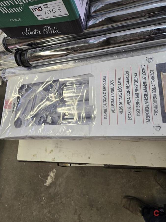 Pallet of Chrome Table Legs & Fixtures