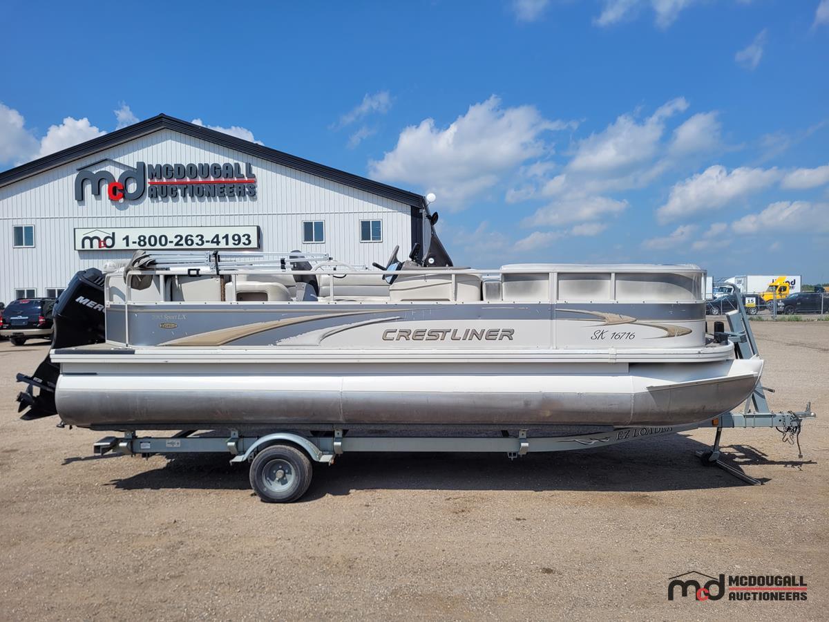 2005 Crestliner 2085 Sport LX Pontoon Boat w/ 2005 EZ Loader Boat Trailer