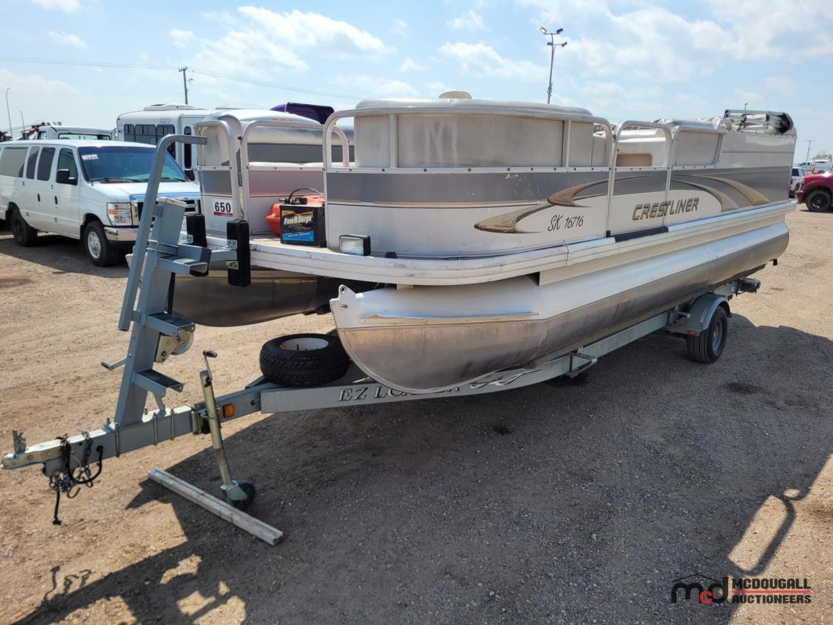2005 Crestliner 2085 Sport LX Pontoon Boat w/ 2005 EZ Loader Boat Trailer