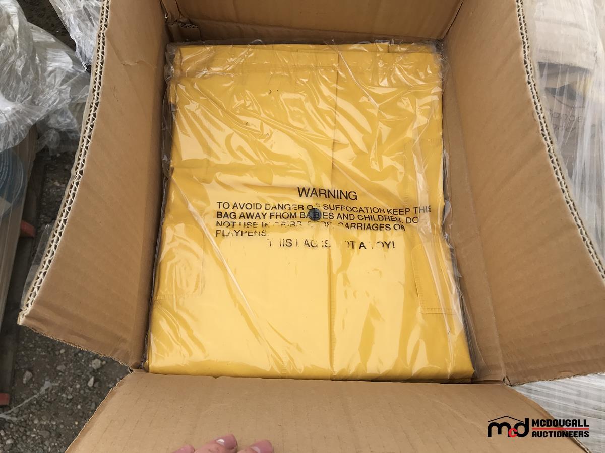 Pallet w/ Boxes of PVC/Polyester Rain Jackets