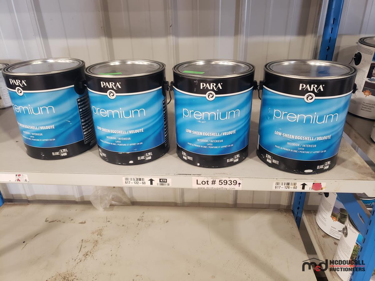 (4) Cans of Para Premium Low-Sheen Eggshell Interior Paint / Primer In One