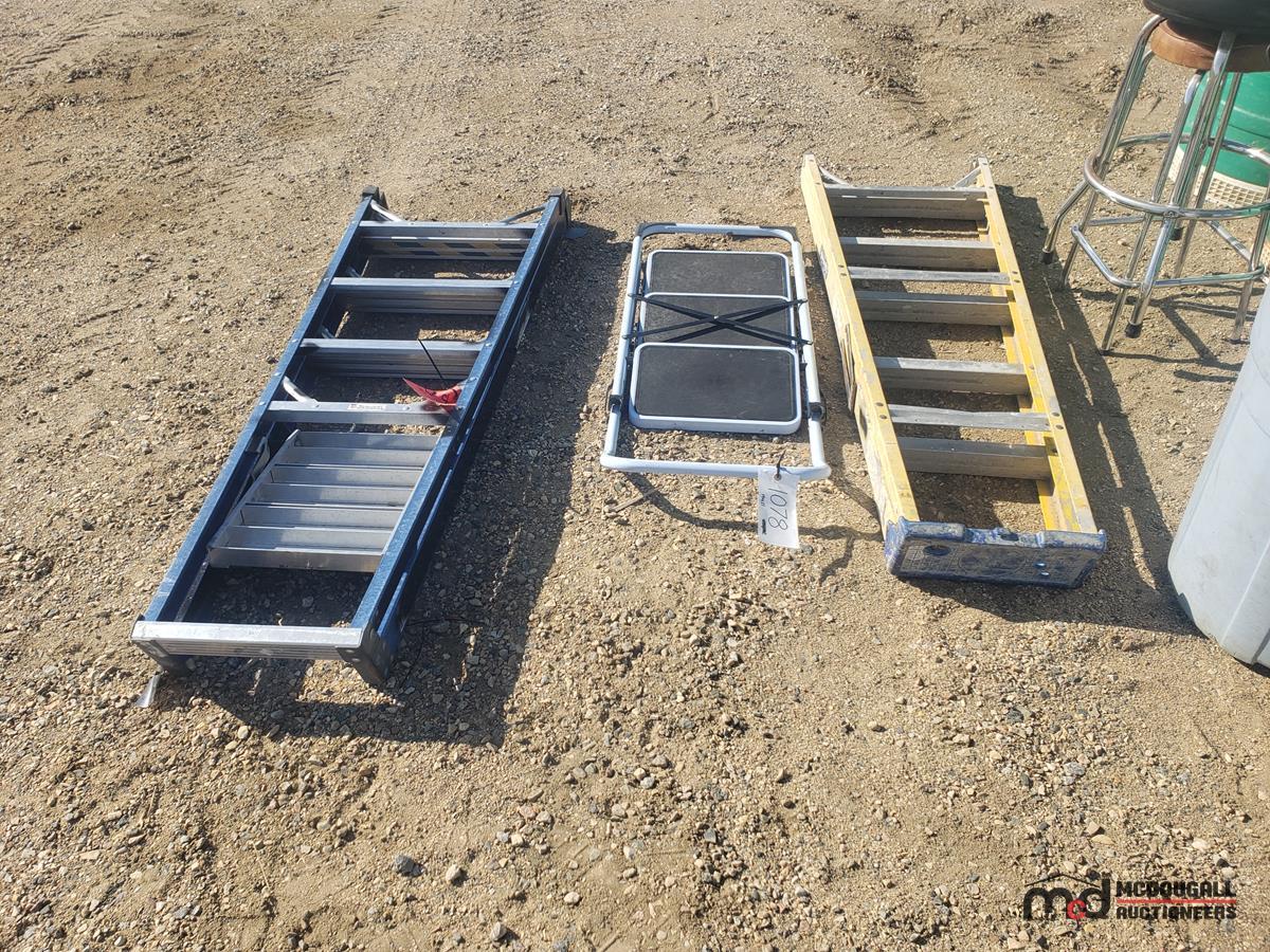 (2) Ladders, Step Ladder and (2) Bar Stools