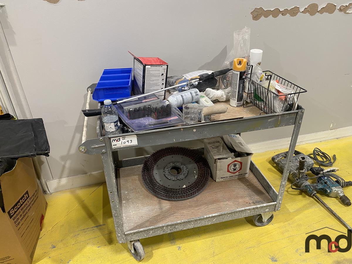 Metal Shop Cart on Wheels (40''Lx26''Wx32''H Contents Included)