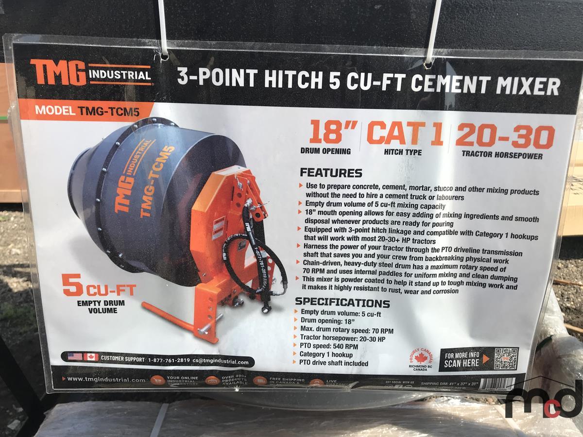 TMG Industrial 5 cu. ft. 3-Point Hitch Cement Mixer