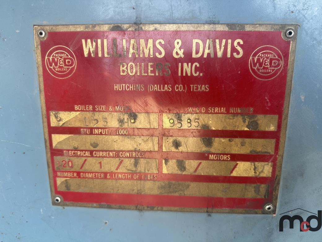 Williams & Davis 125hp Enclosed Skid Mounted Boiler