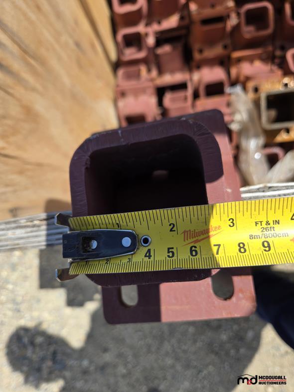 Pallet of Uline Plastic Crowd Control Barriers and Steel Pipe Mounts