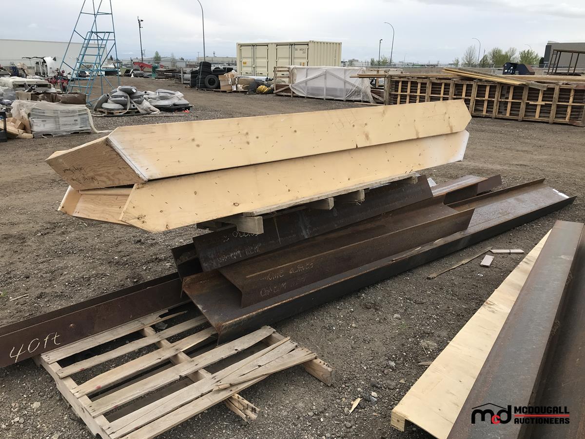 (2) Wood Stair Risers and (6) Steel I Beams