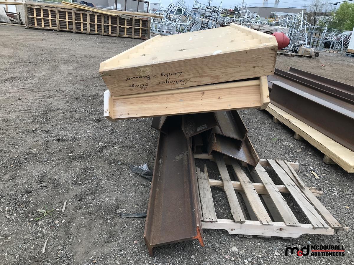 (2) Wood Stair Risers and (6) Steel I Beams
