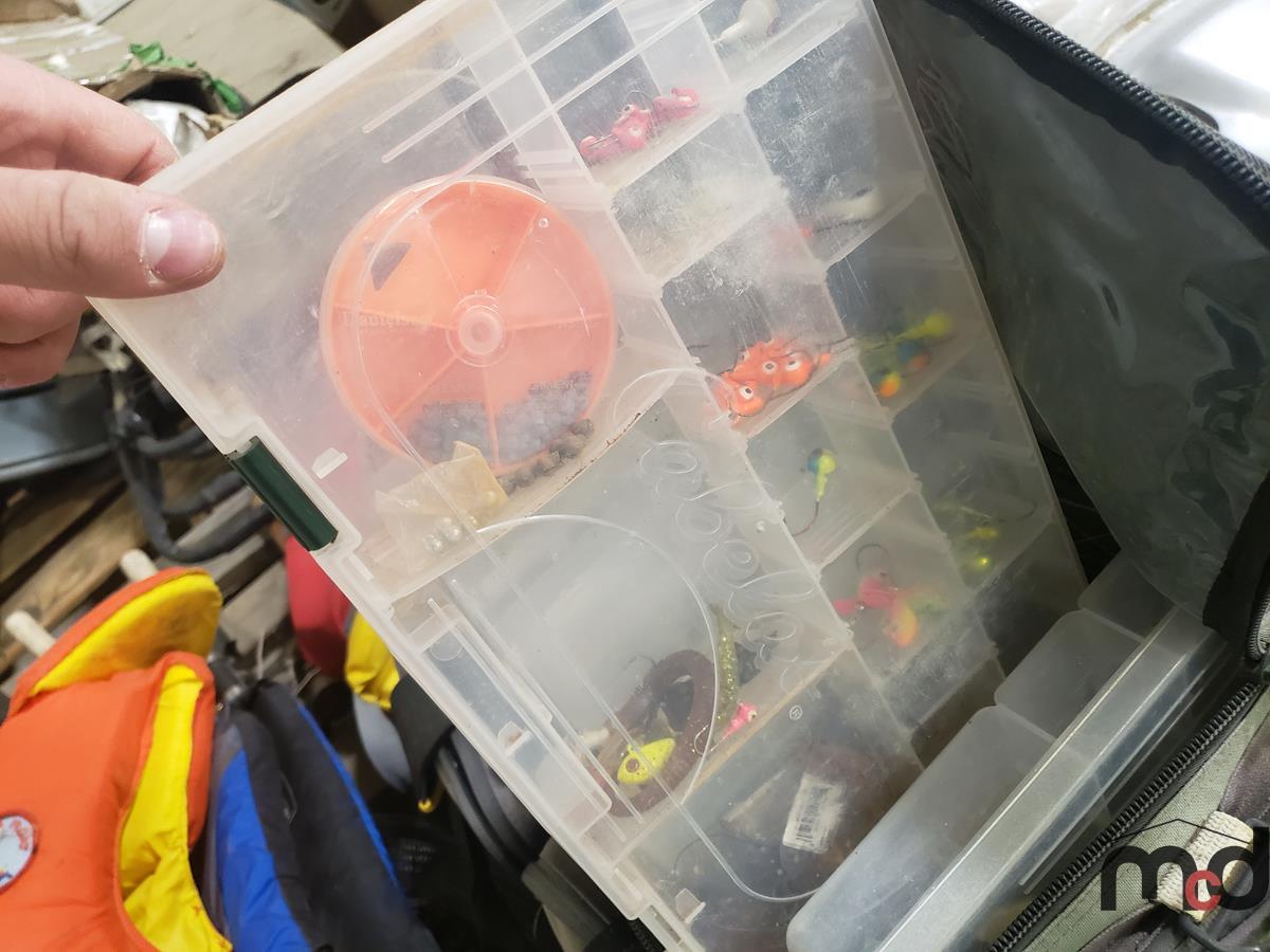 Pallet of Life Jackets, Fishing Rods and Lures