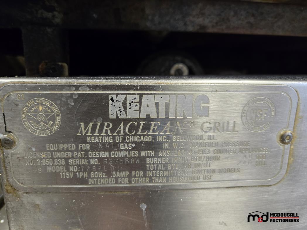 Keating Miraclean 6' x 2' Griddle