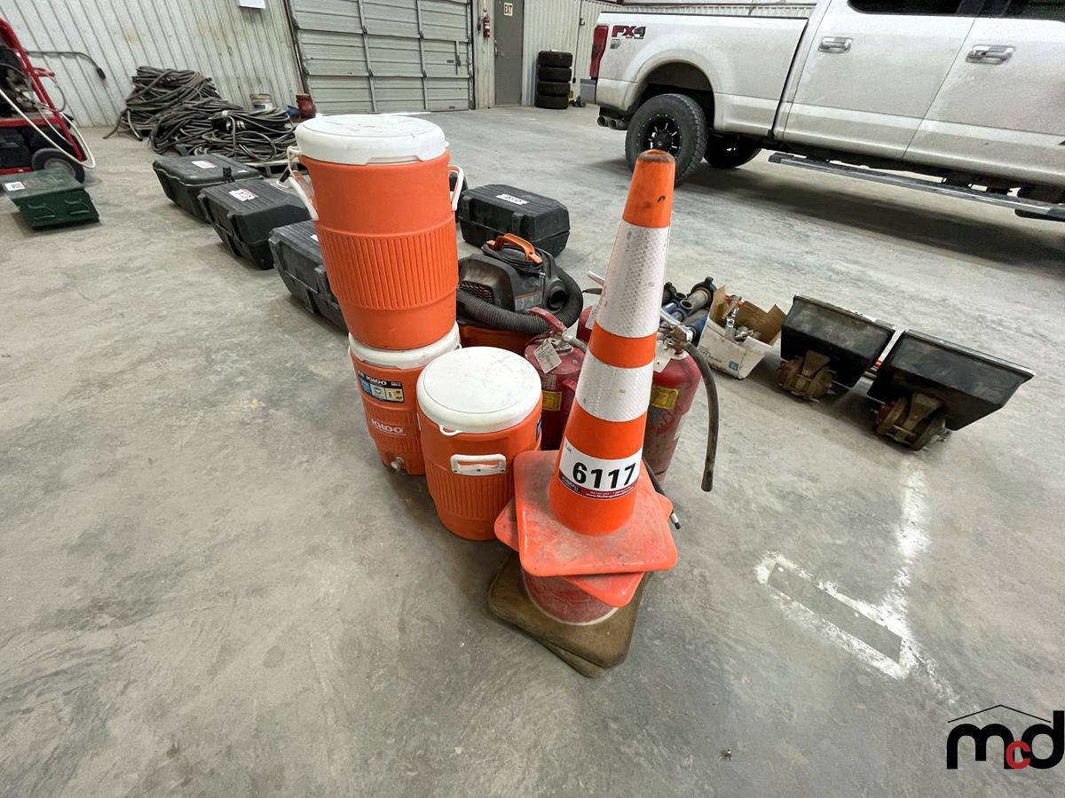 Coolers, Vacuum, Fire Extinguishers and Cones