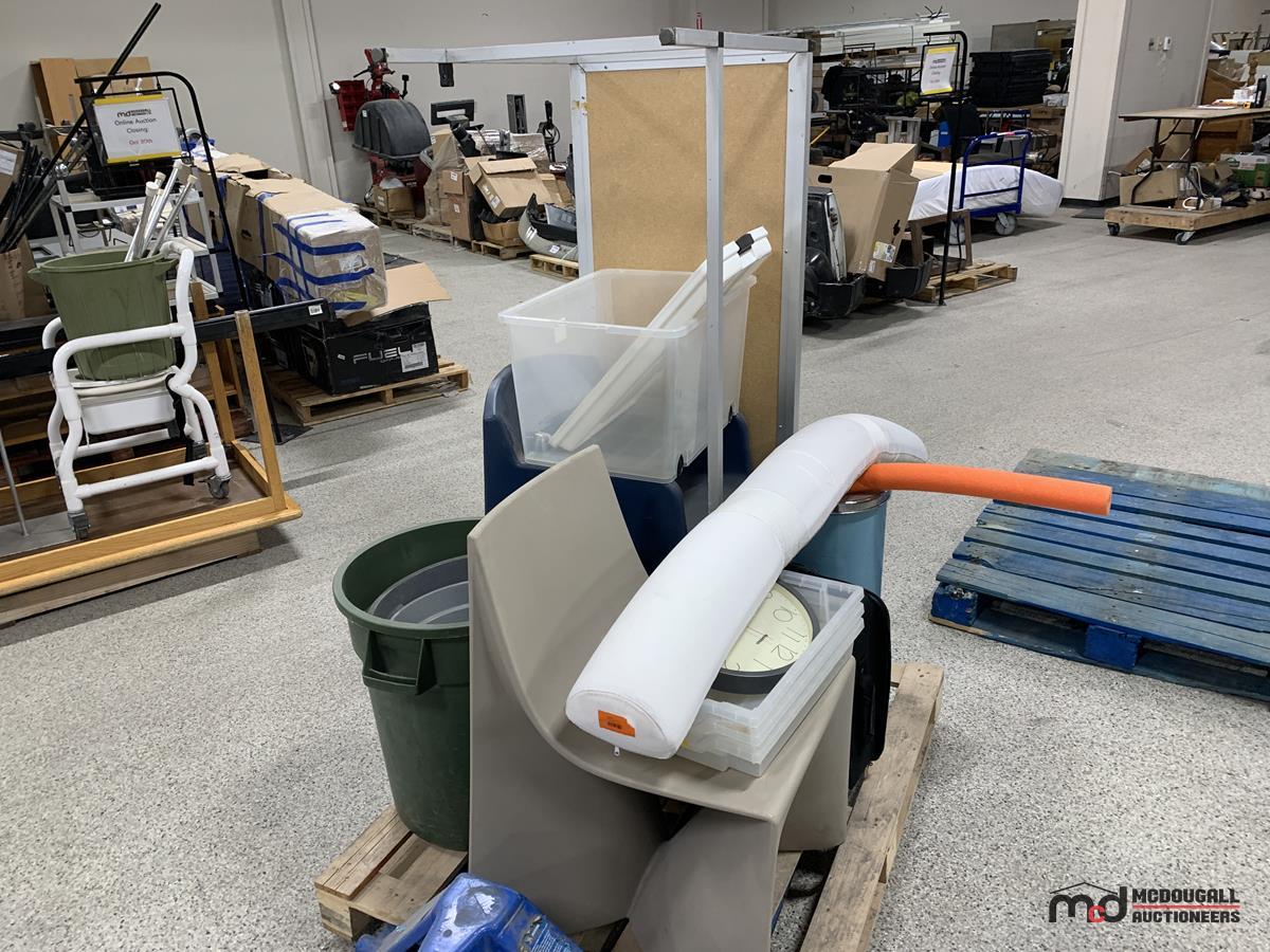 Pallet of Weighted Chair, Bins and More