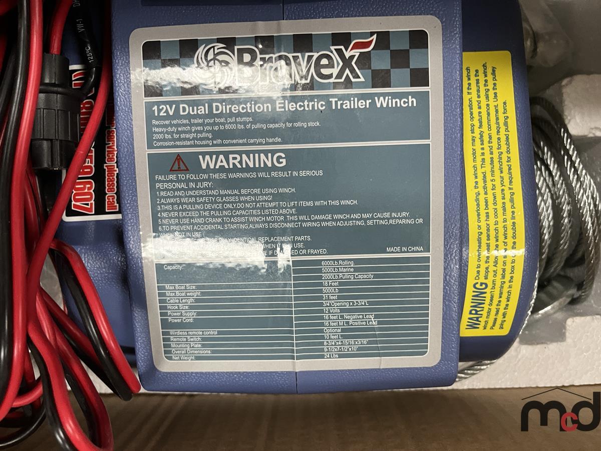 Bravex 12 V Dual Direction Electric Trailer Winch