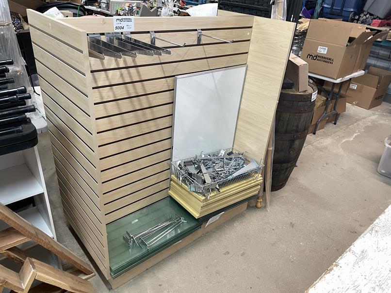 Merchandise Display, Glass Shelves, Wood Shelves and Hangers