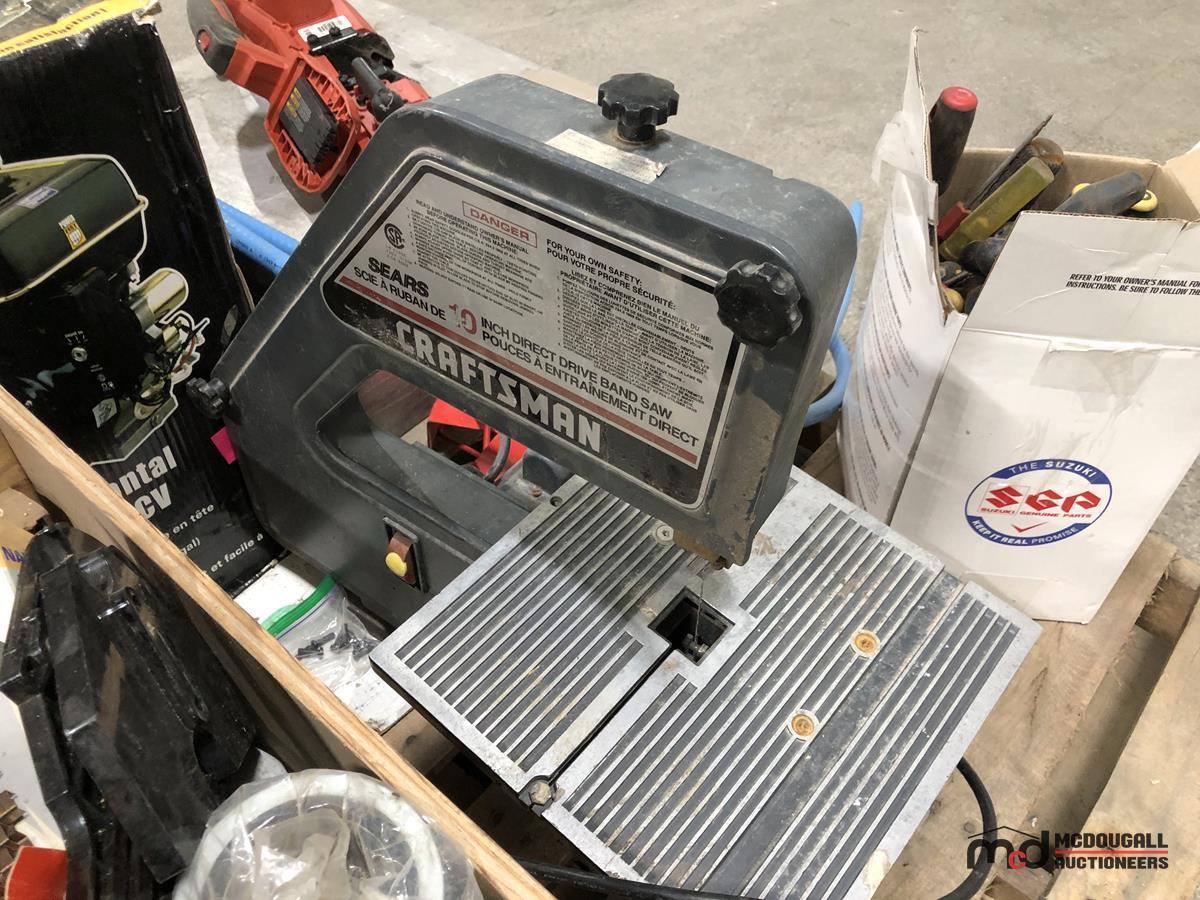 13 HP Gas Engine, Router, Bandsaw, Filters, Box of Screw Drivers, Hilti ...