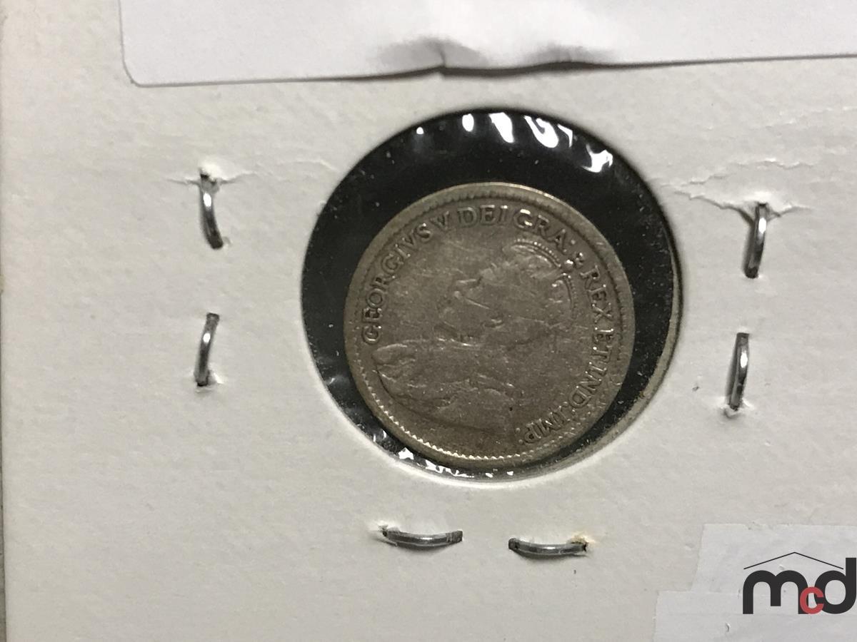 1915 Canada Silver 5 Cent Coin - Key Date