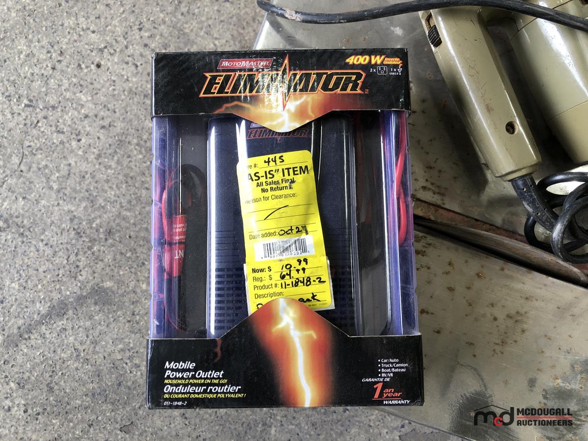 Small Table Saw, (2) Corded Saws, Power Bar, Tool Case, Spray Gun and More