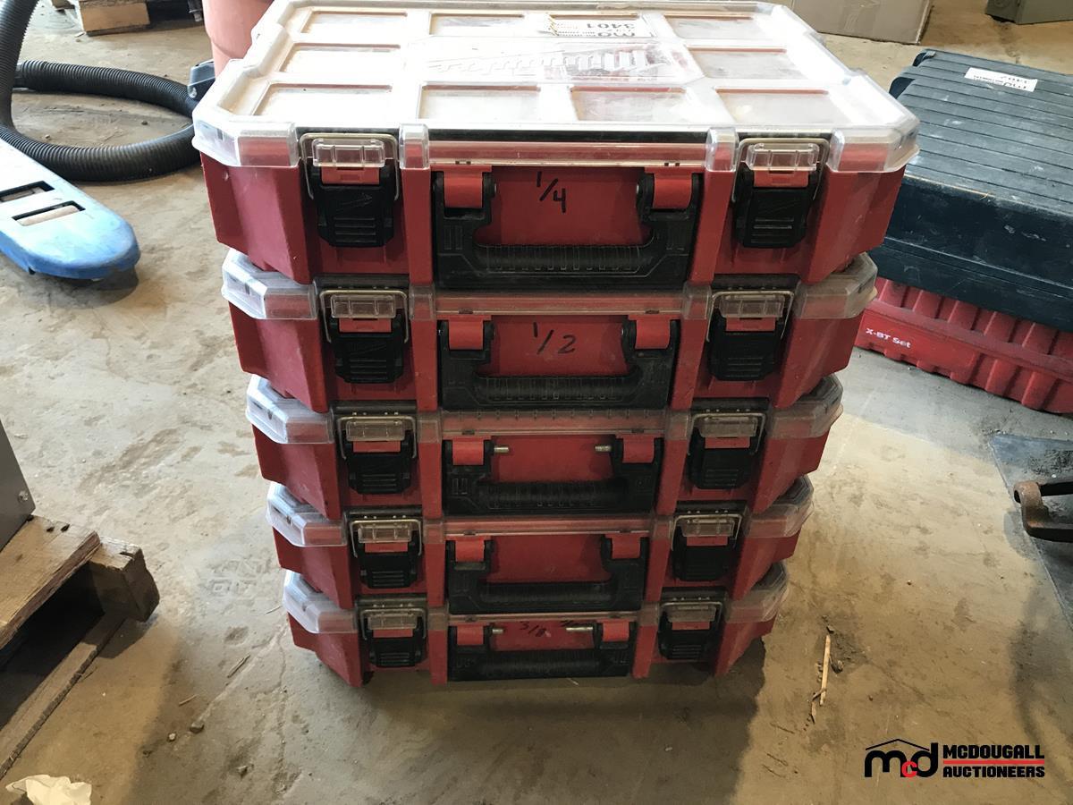 (5) Milwaukee Packout Cases with Contents inside