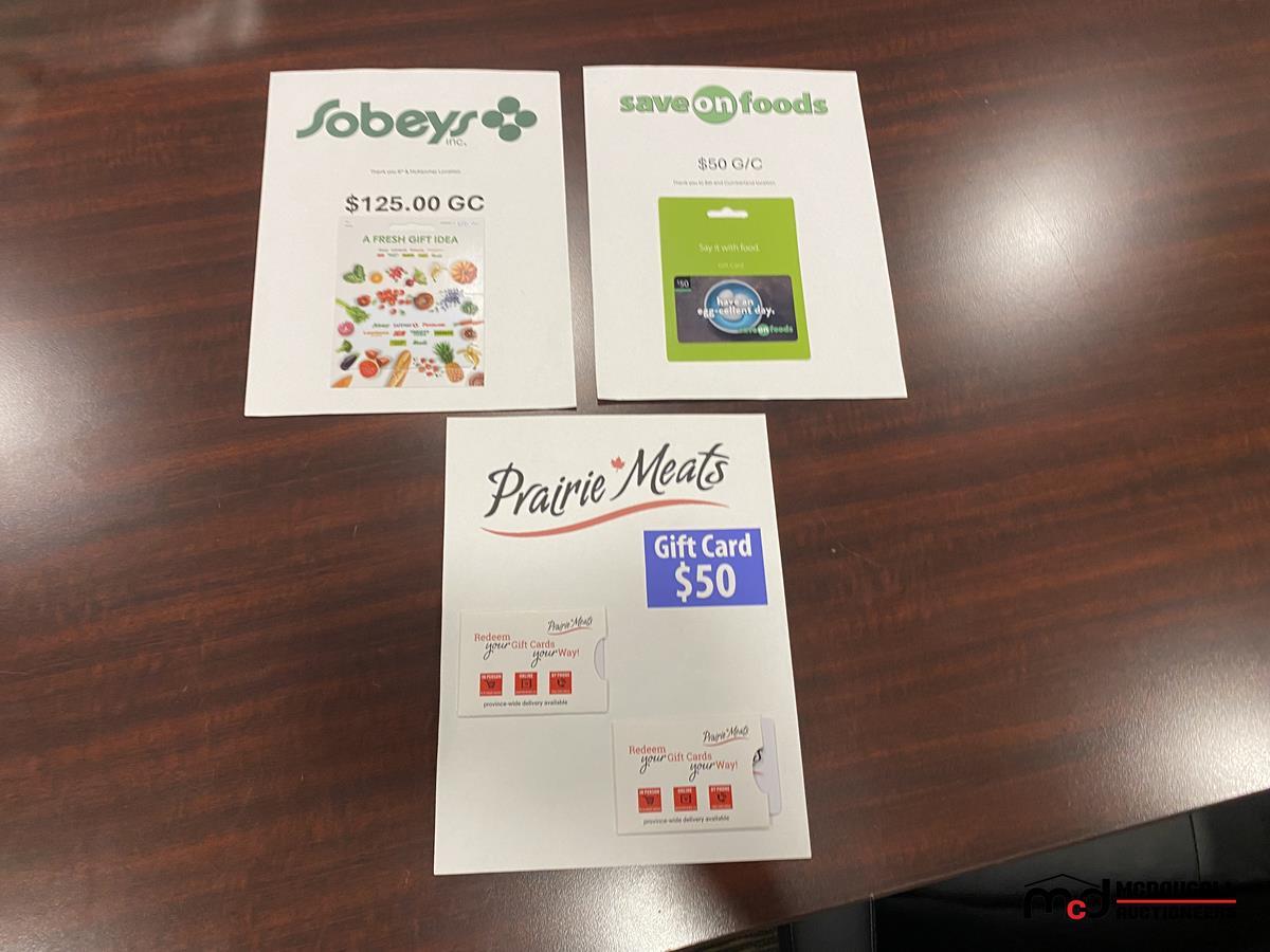 Save-On Foods, Prairie Meats & Sobeys Gift Cards $225 Value