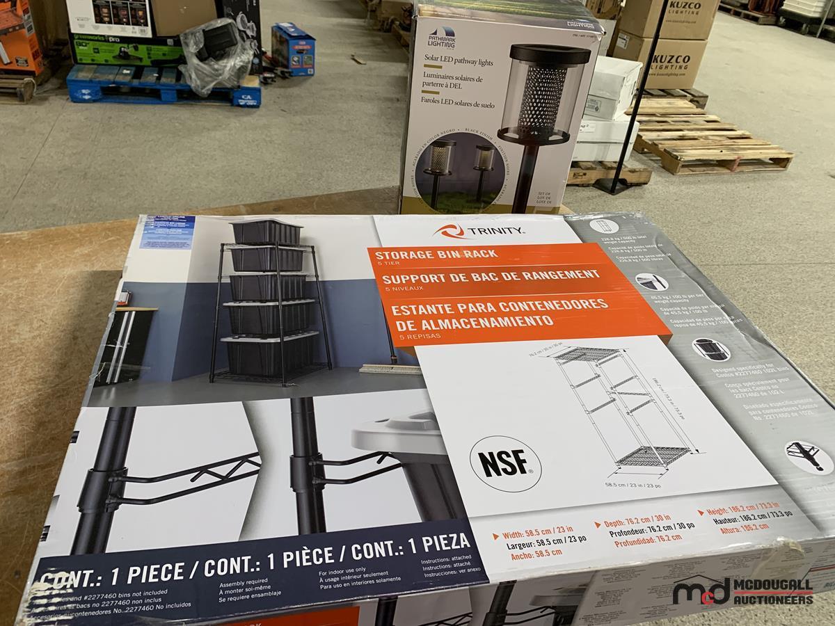 Heavy Duty Storage Bin, Rack and Solar LED Pathway Lights