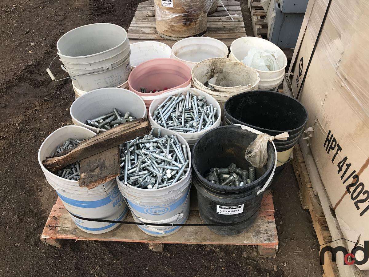 Pallet w/ Buckets of Nuts, Bolts and Hardware