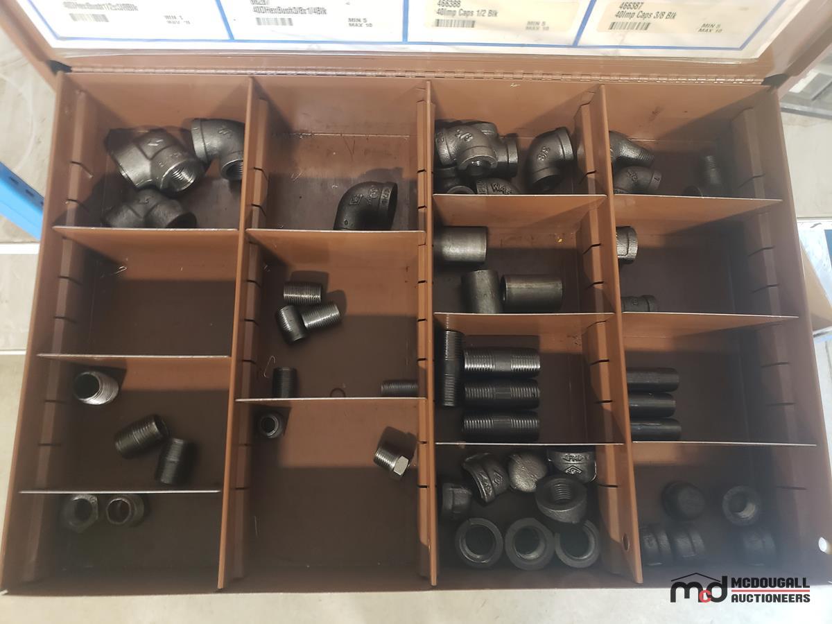 (2) Bolt Bins w/ O Rings, Fittings and Box of Injector Parts