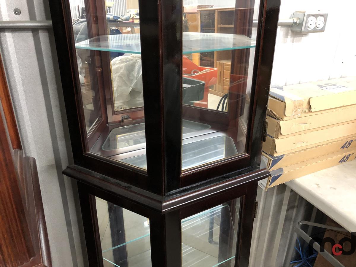 Glass and Wood Hex Shape Display Case