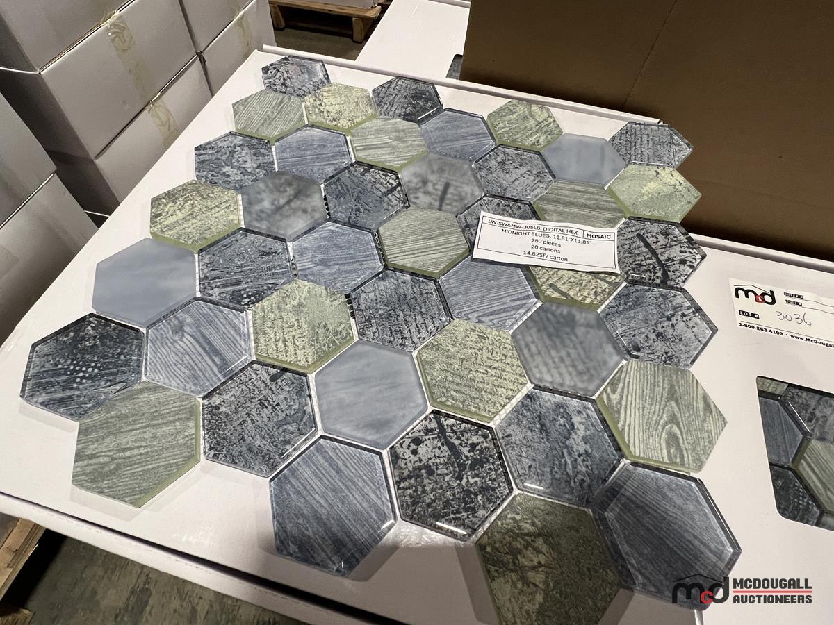 LW-5W and MW-305K6 Digital Hex Midnight Blues Mosaic Tile