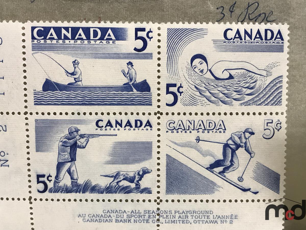 1957 Canada Post Mint Never Hinged (8) Plate Blocks & (1) Block of (4 ...