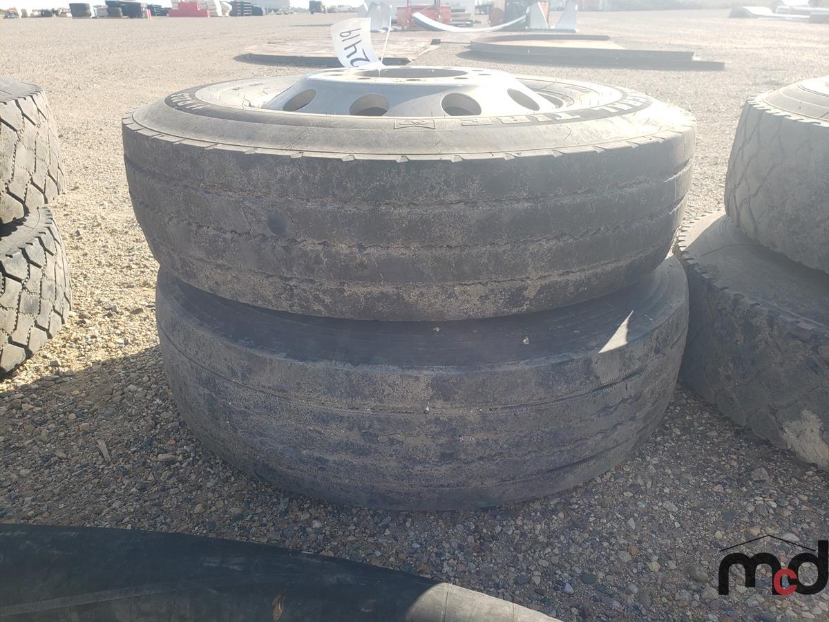 (2) 11R22.5 General Tire RA Tires w/ Rims