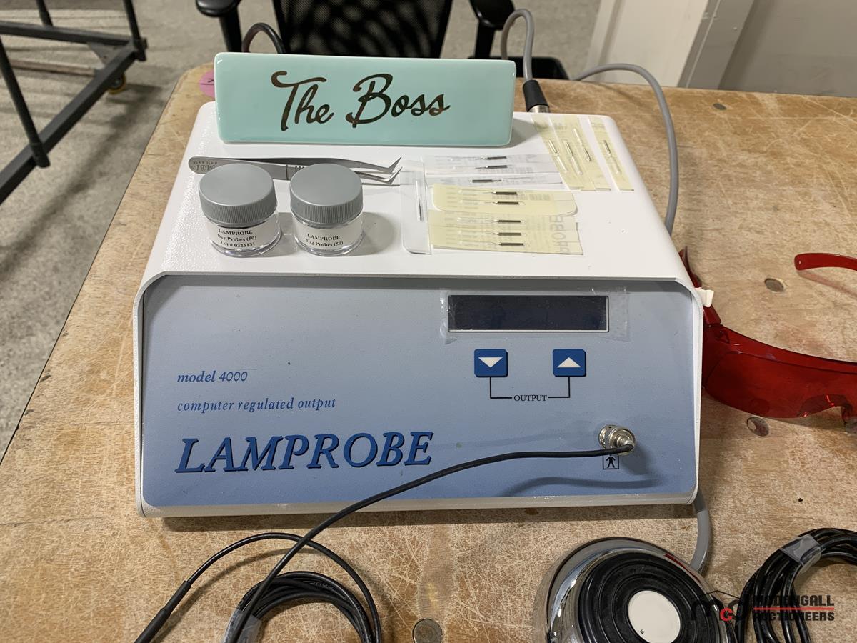 Lamprobe Model 4000 Machine, The Boss Sign, Glasses, Wires and Plugs
