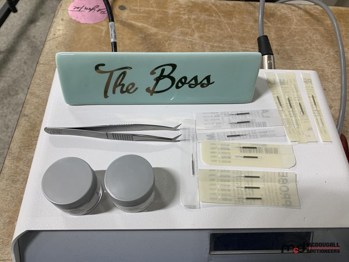Lamprobe Model 4000 Machine, The Boss Sign, Glasses, Wires and Plugs