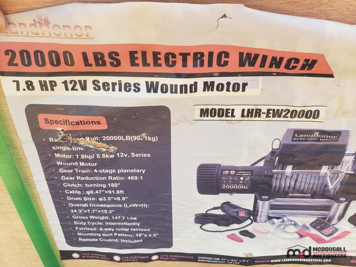 Landhonor LHR-EW2000 Electric Winch w/ 7.8 12V Series Wound Motor (2000 ...