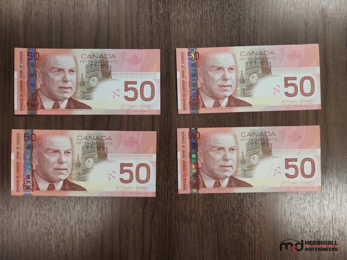 2006 Bank of Canada (4) Crisp Uncirculated - $50 Banknotes w ...
