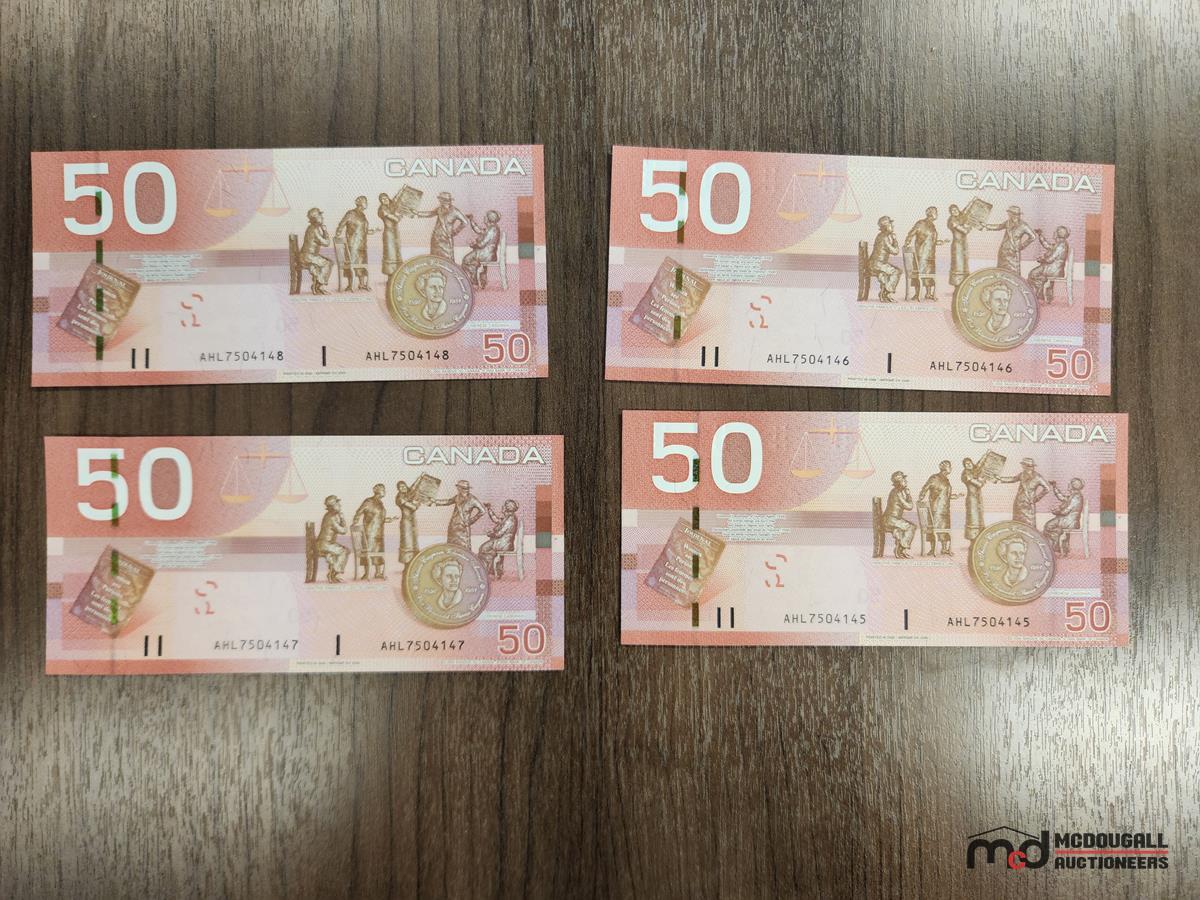 2006 Bank of Canada (4) Crisp Uncirculated - $50 Banknotes w ...