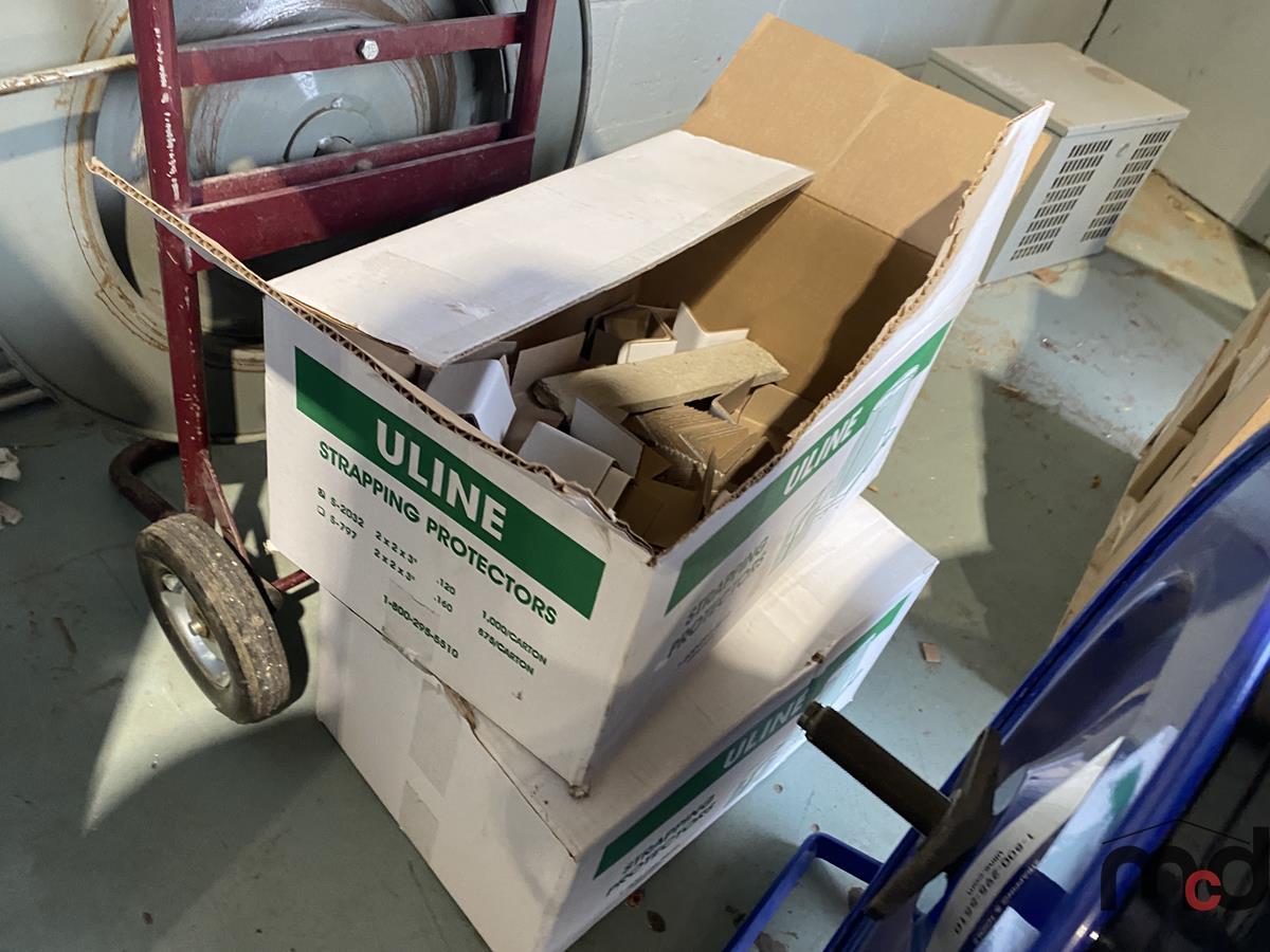 (2) Uline Pallet Strapping Cart w/ Accessories and Strapping Protectors