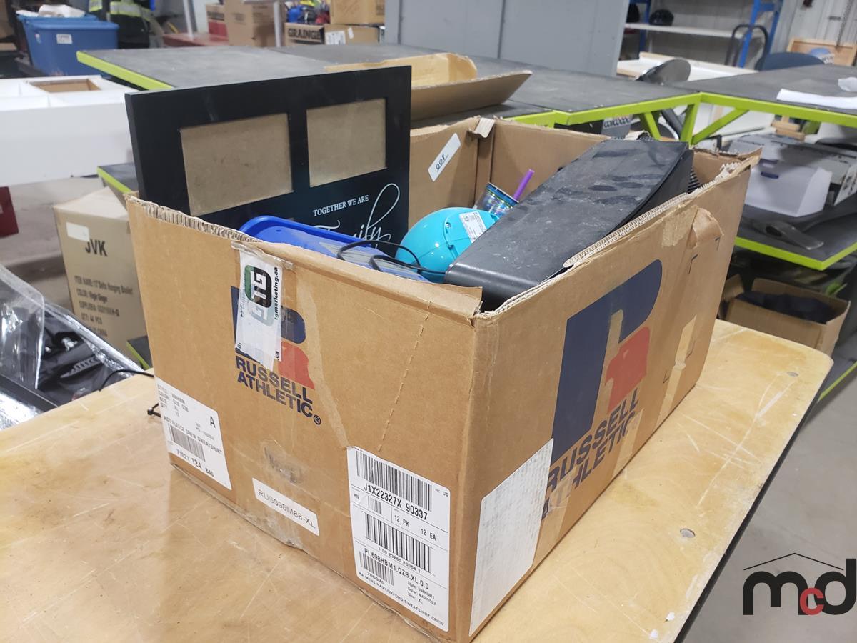 Box of Picture Frame, Air Pump and Misc.