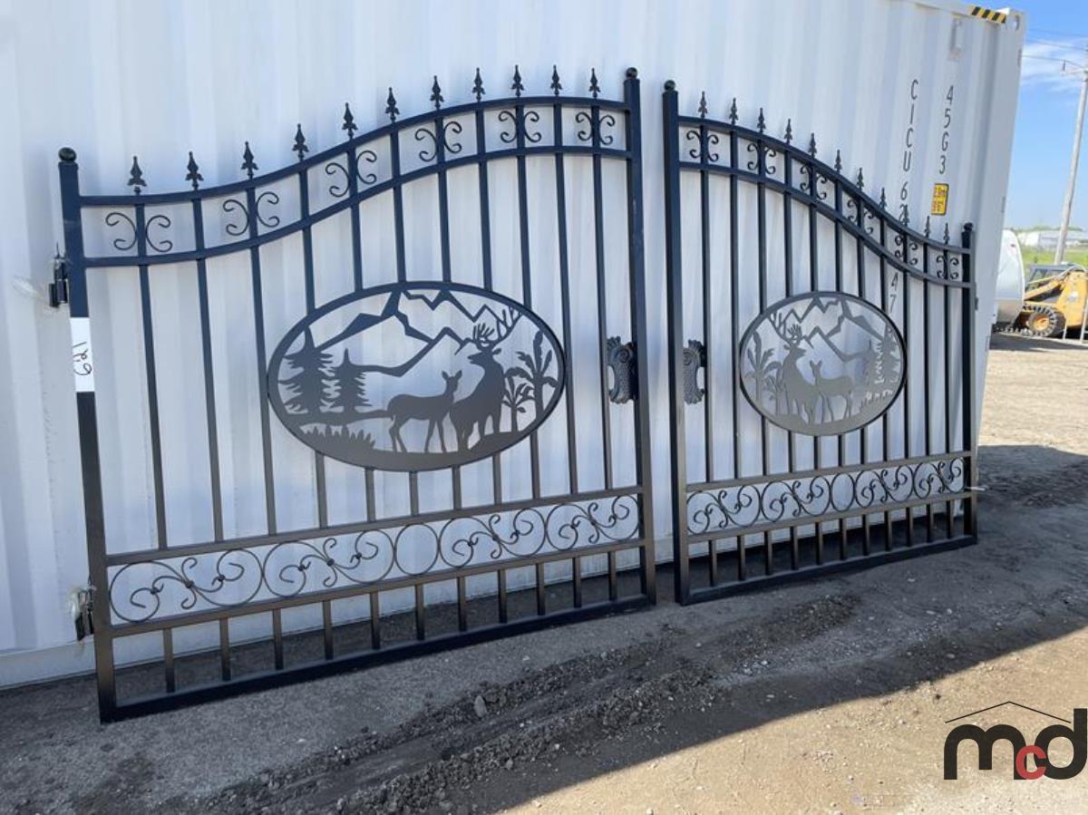 14' Bi-Parting Wrought Iron Gate (Deer)