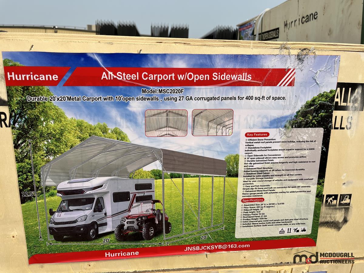 Hurricane All-Steel Carport w/ Open Sidewalls (20' x 20')