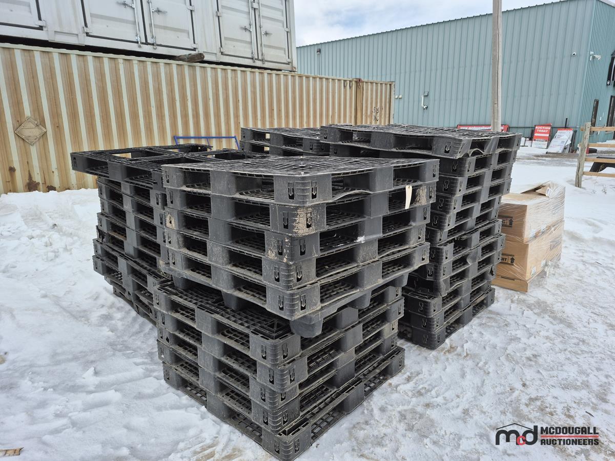 (46) Black Plastic Pallets