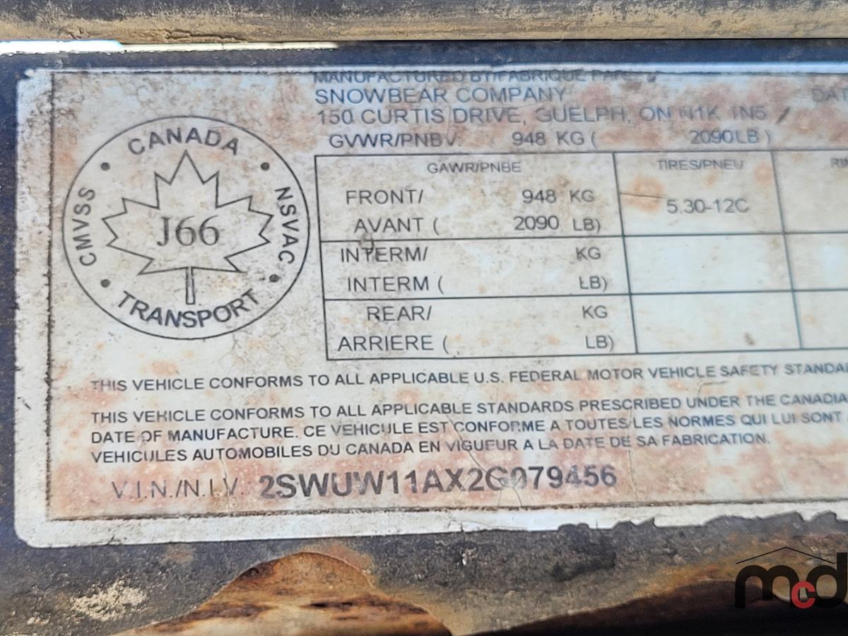 2002 Snowbear Company S/A Utility Trailer