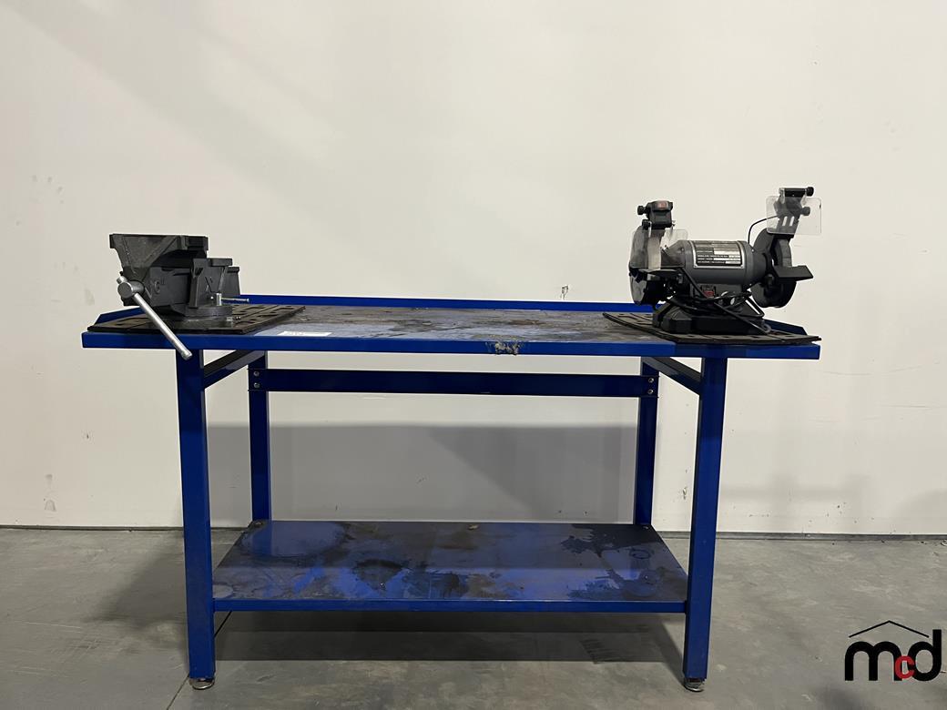 Work Bench w/ Vise & Bench Grinder