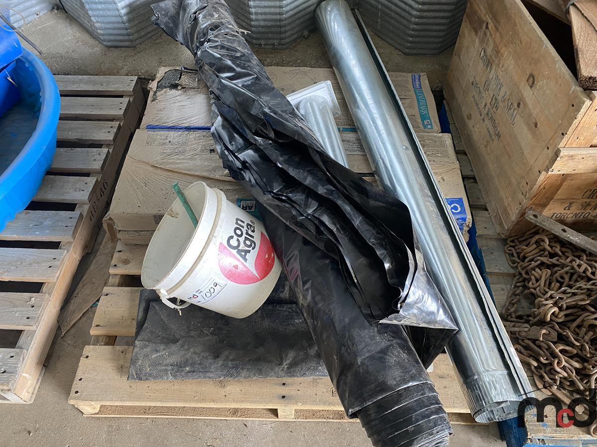 Pallet w/ Shingles and Duct Pipe