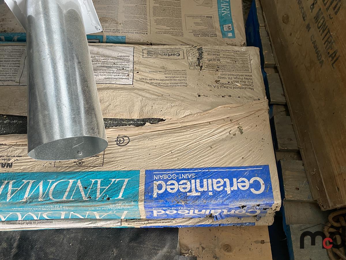 Pallet w/ Shingles and Duct Pipe