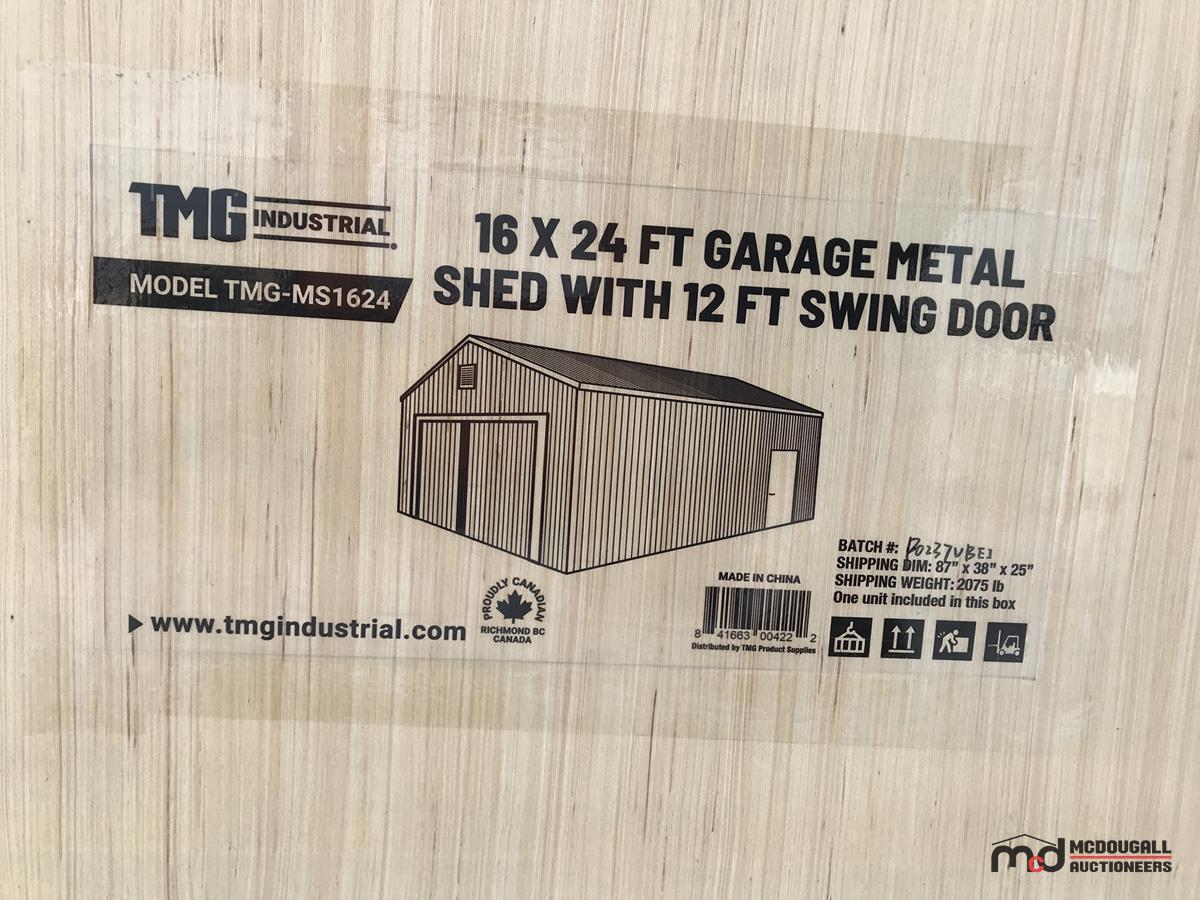 TMG Metal Shed Garage w/ Door (16' x 24')